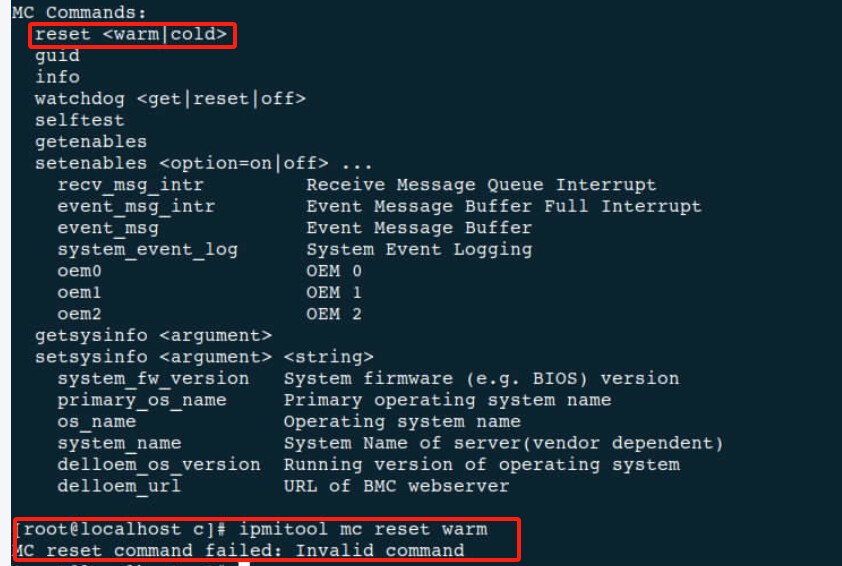 os下执行ipmitool mc reset warm 失败 - 交流互助区 - openUBMC 论坛